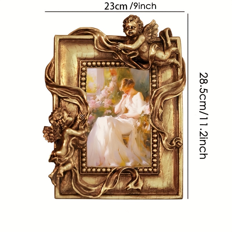 1pc 10/11inch Golden Angel Oblong Photo Frame, Wall Hanging Picture ...