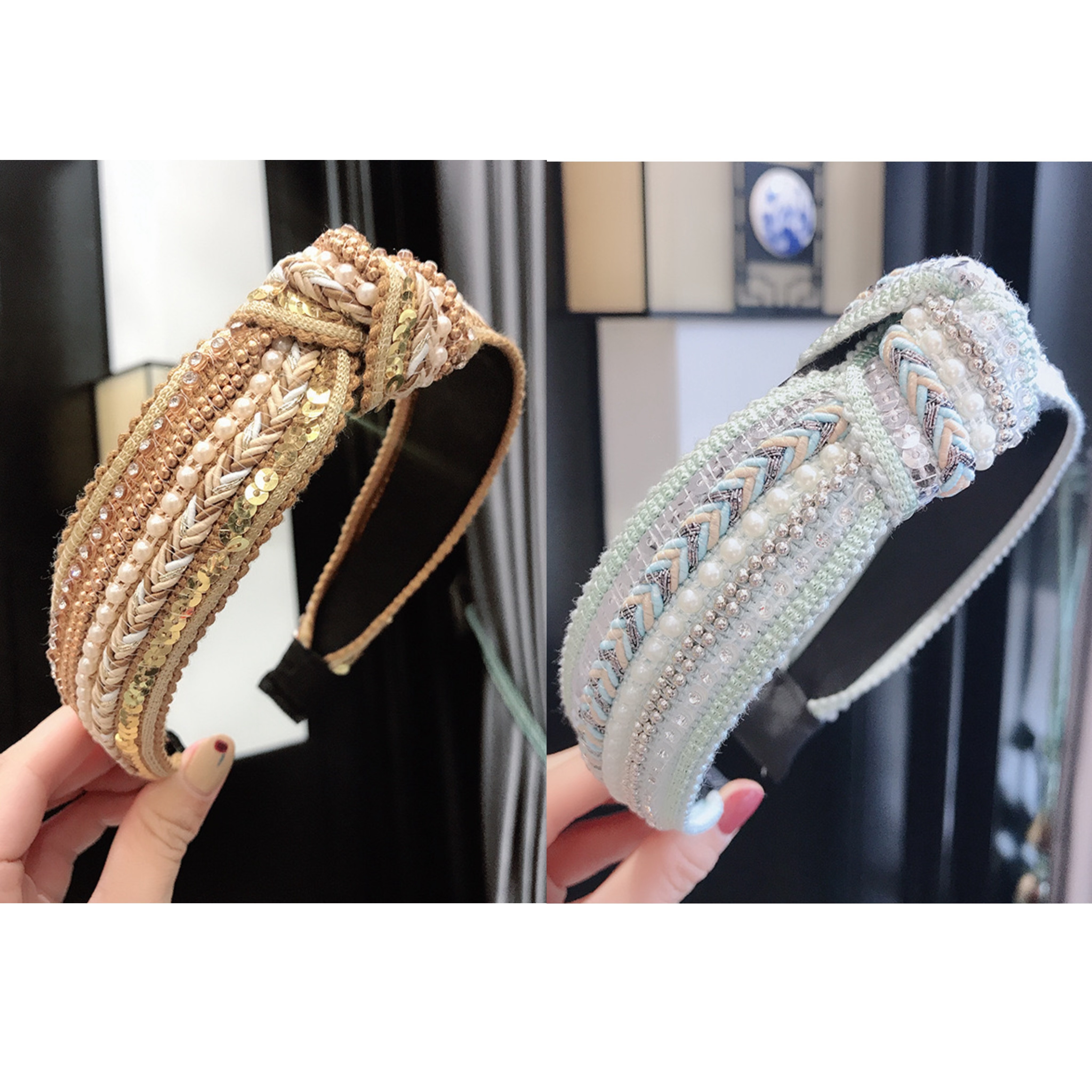 Elegant Bling Bling Rhinestone Decorative Wide Brimmed Head - Temu ...