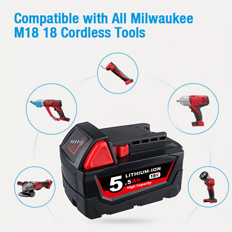 18v 5.5ah Replace M18 Mwl1810 Battery Compatible - Temu