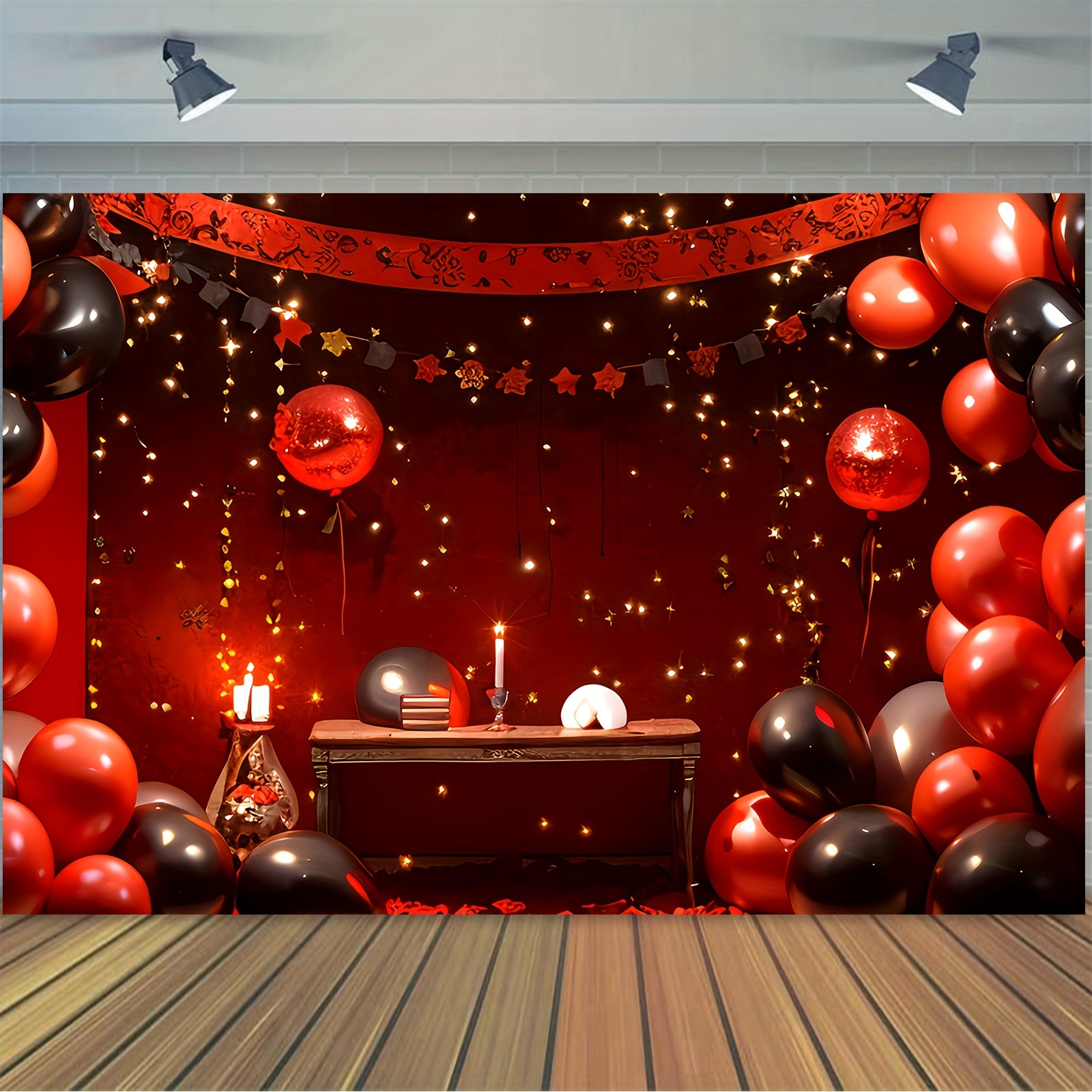 Backdrop Banner Glitter Candle Balloon - Temu