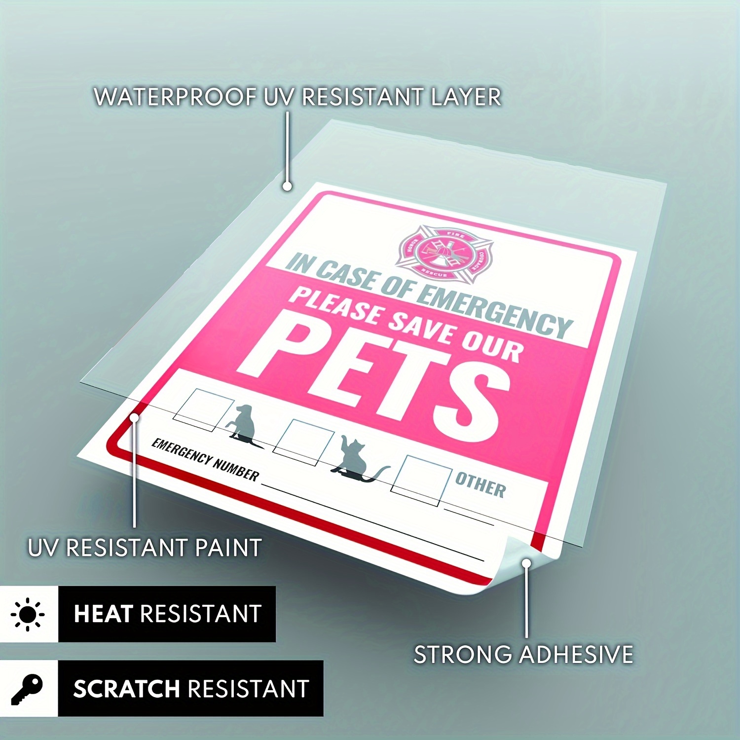 6-pack Fire Safety Pet Alert Decals - Durable Self-adhesive Rescue Pet ...
