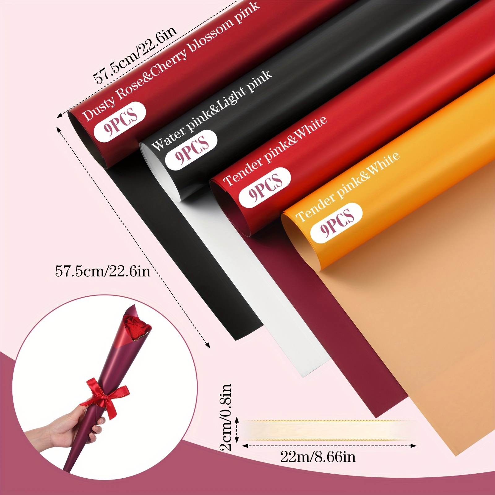 Waterproof Double Color Flower Wrapping Paper Floral Bouquet - Temu