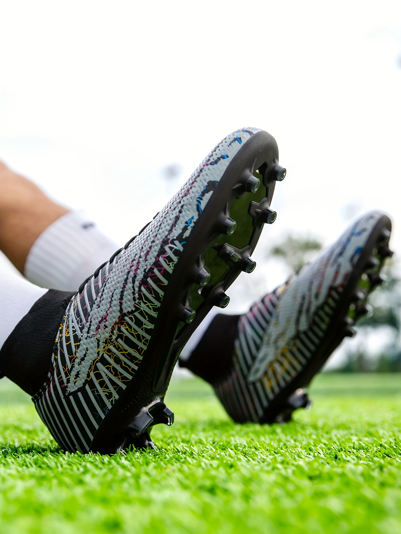 Men's Soccer Cleats Football Shoes High-tops Non-slip Spikes Indoor ...