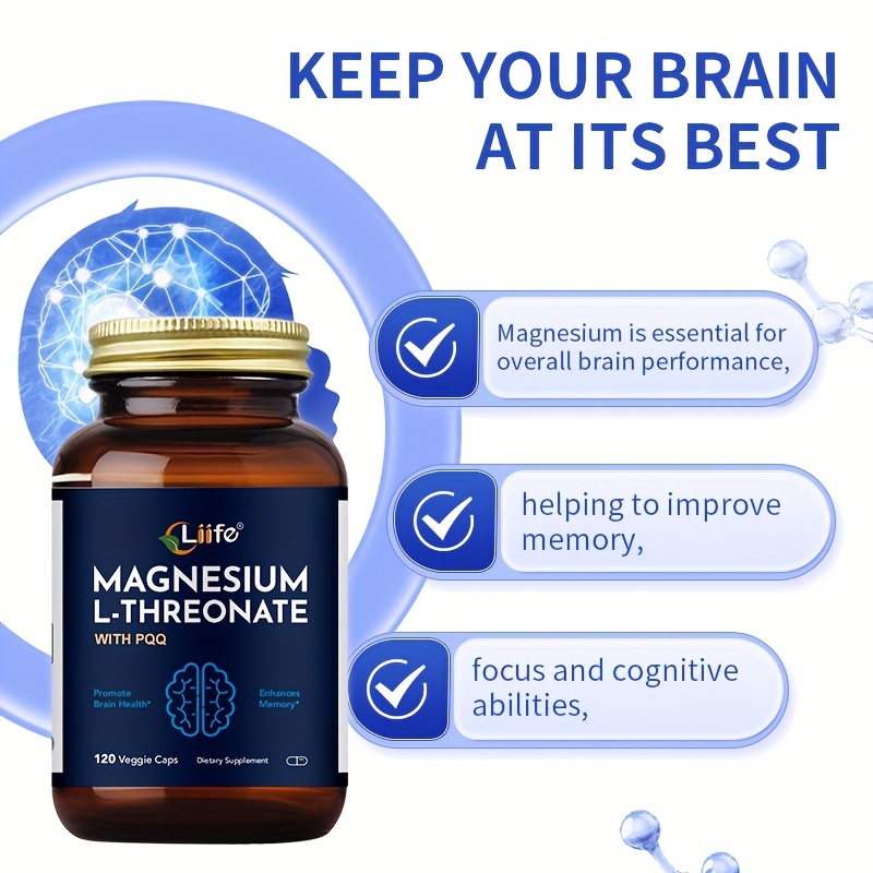 3 Bottles Magnesium 360 Capsules L Threonate Magnesium Supplement For ...