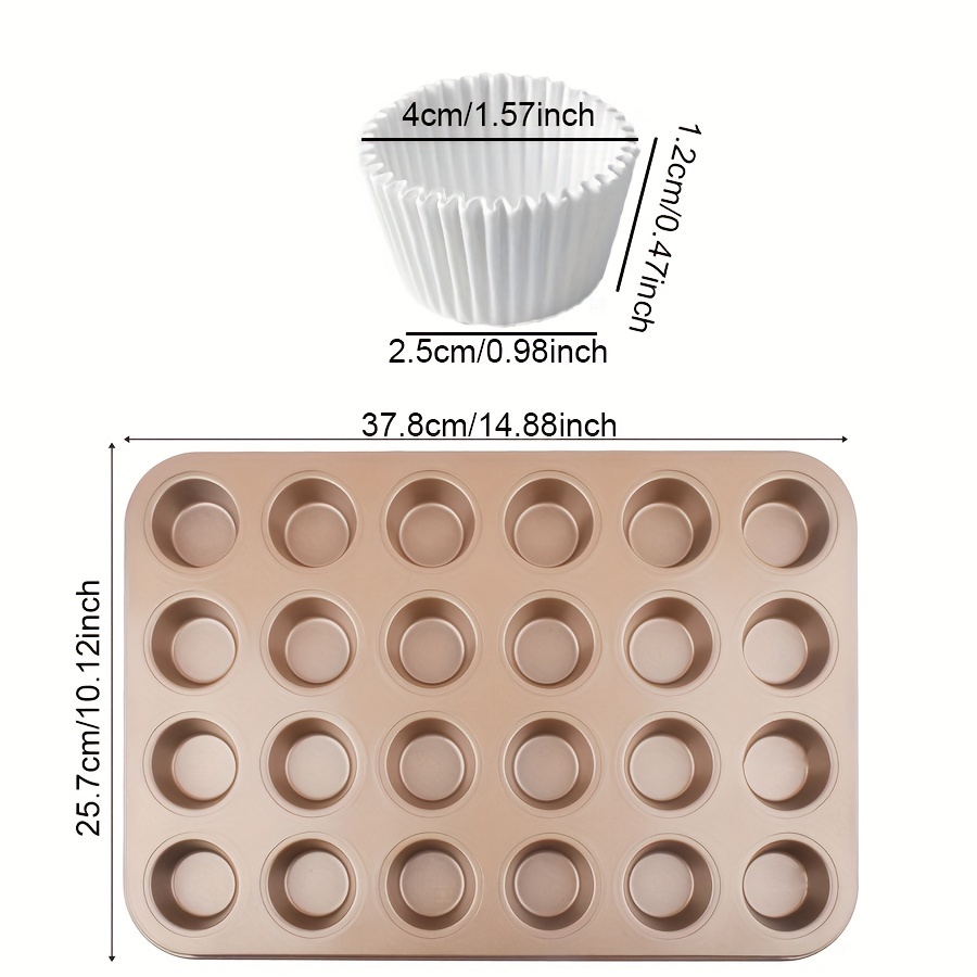 mini muffin pan baking cups set metal non stick round - Temu