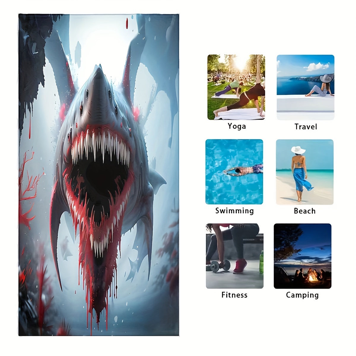 Shark Print Soft Comfortable Lightweight Sand proof Beach - Temu Portugal