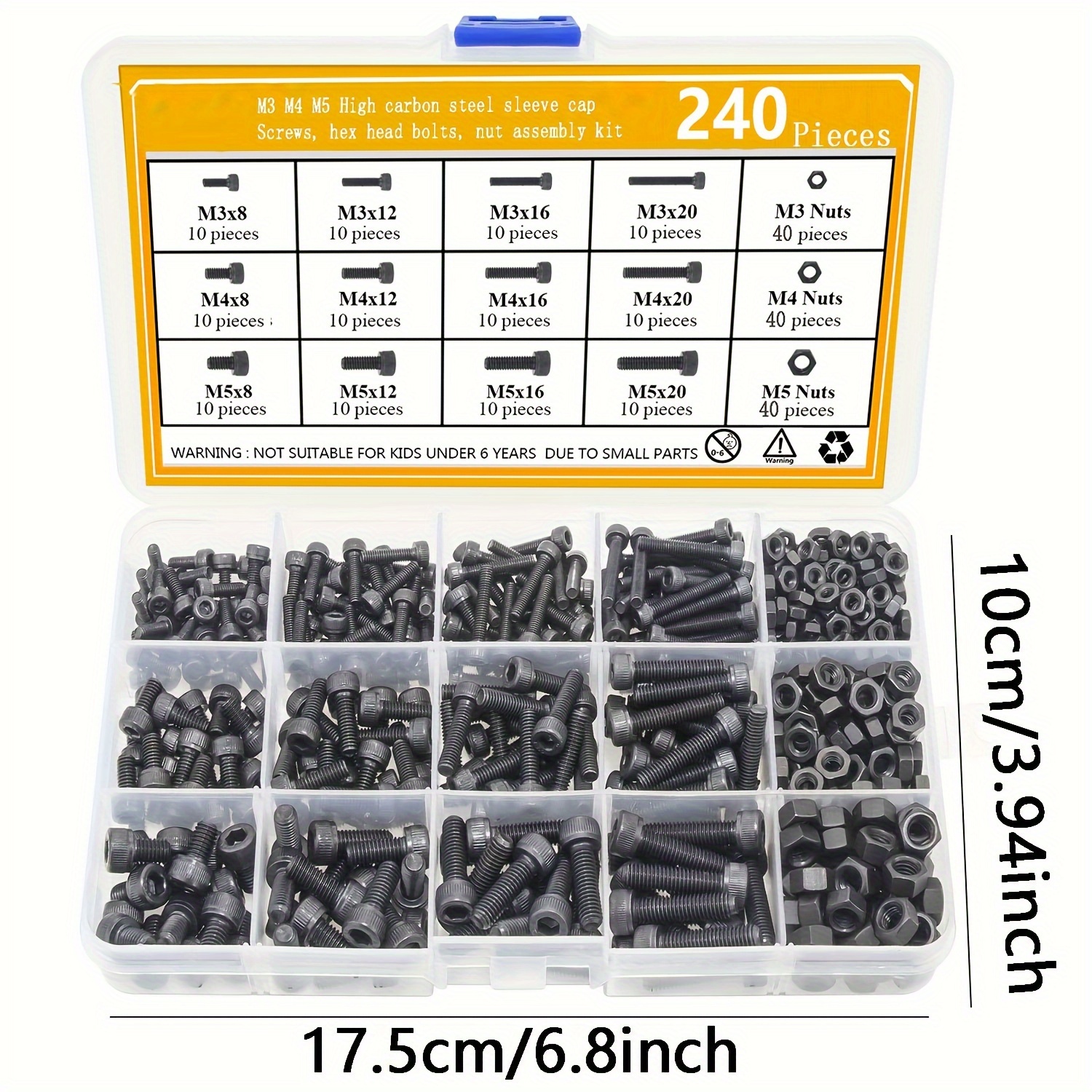 Carbon Steel Hex Head Screw Bolt Assortment Set Nuts M4 - Temu