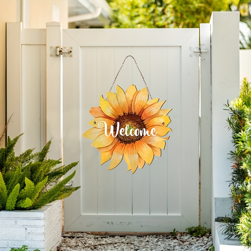 Wooden Door Decoration Sunflower Welcome Decor Front Door - Temu Canada