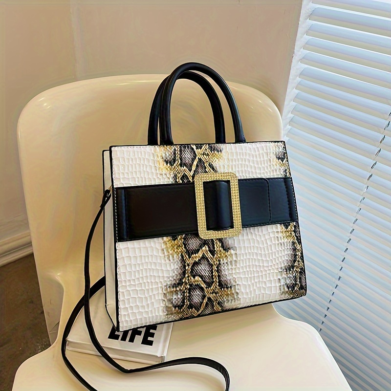 Crocodile Pattern Handbag Luxury Retro Tote Bag Elegant - Temu Australia