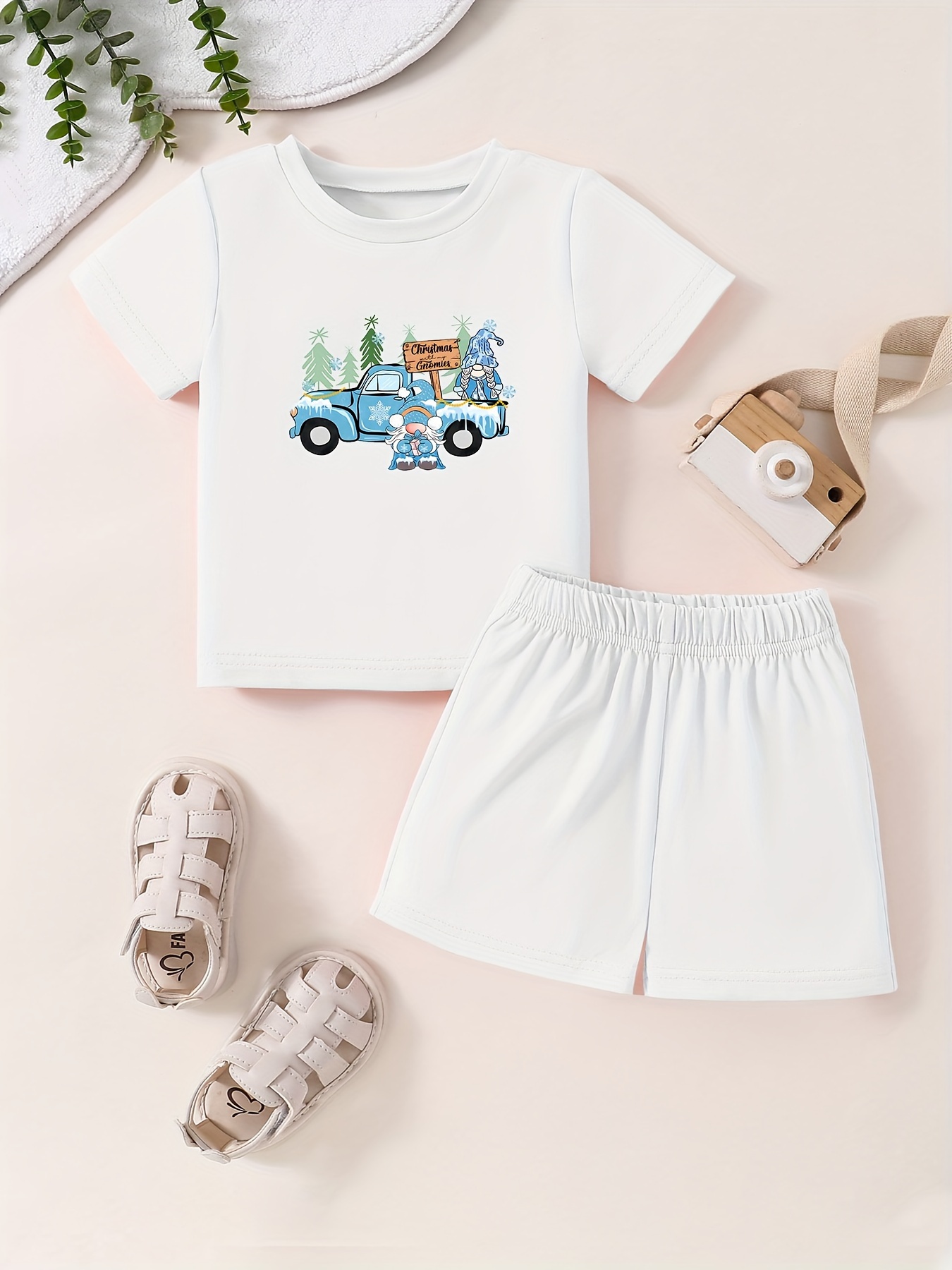 Cartoon Truck Gnome Graphic Print Baby Boy's Casual Short - Temu Ireland
