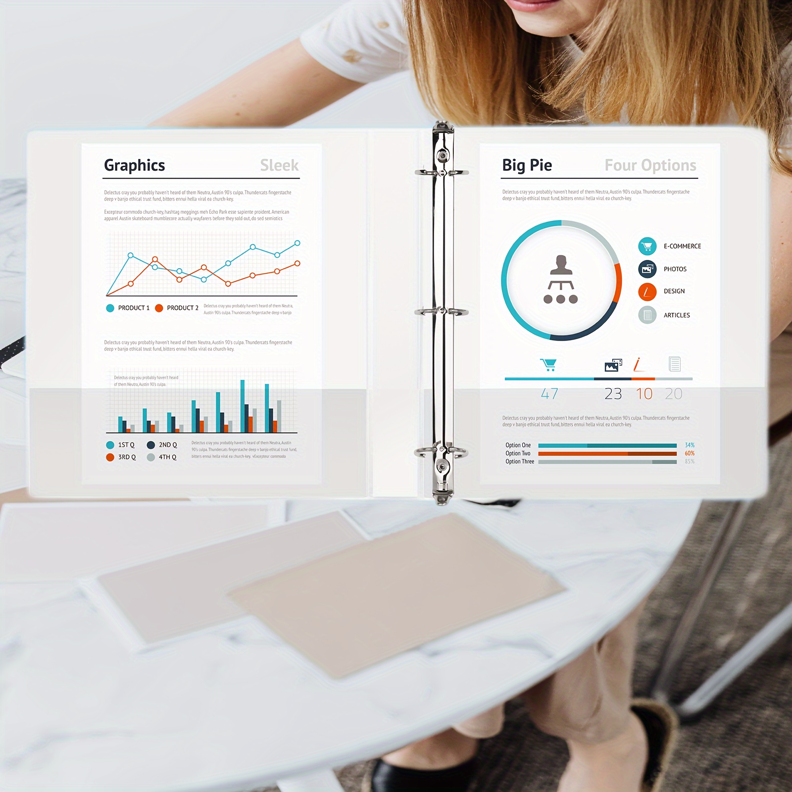 White Binders Letter Size Round Ring Angle Index - Temu