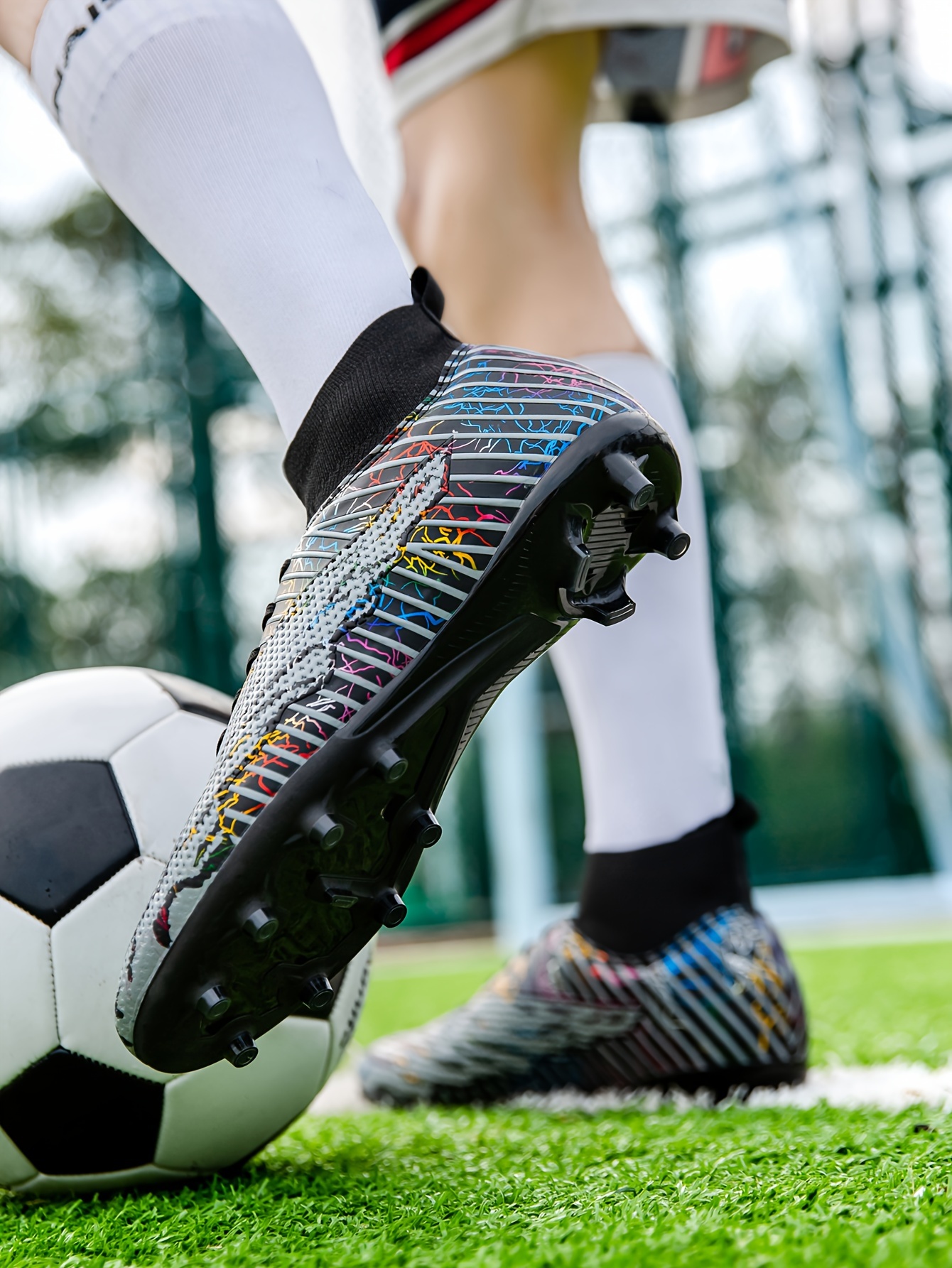 Men's Soccer Cleats Football Shoes High-tops Non-slip Spikes Indoor ...