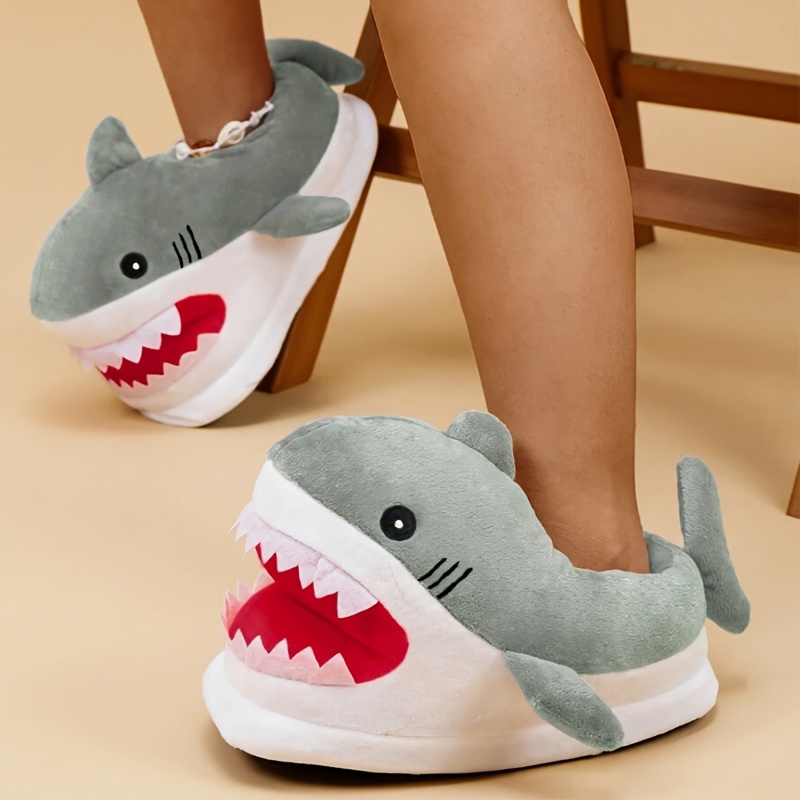 funny cartoon shark novelty slippers fluffy round toe Temu Portugal