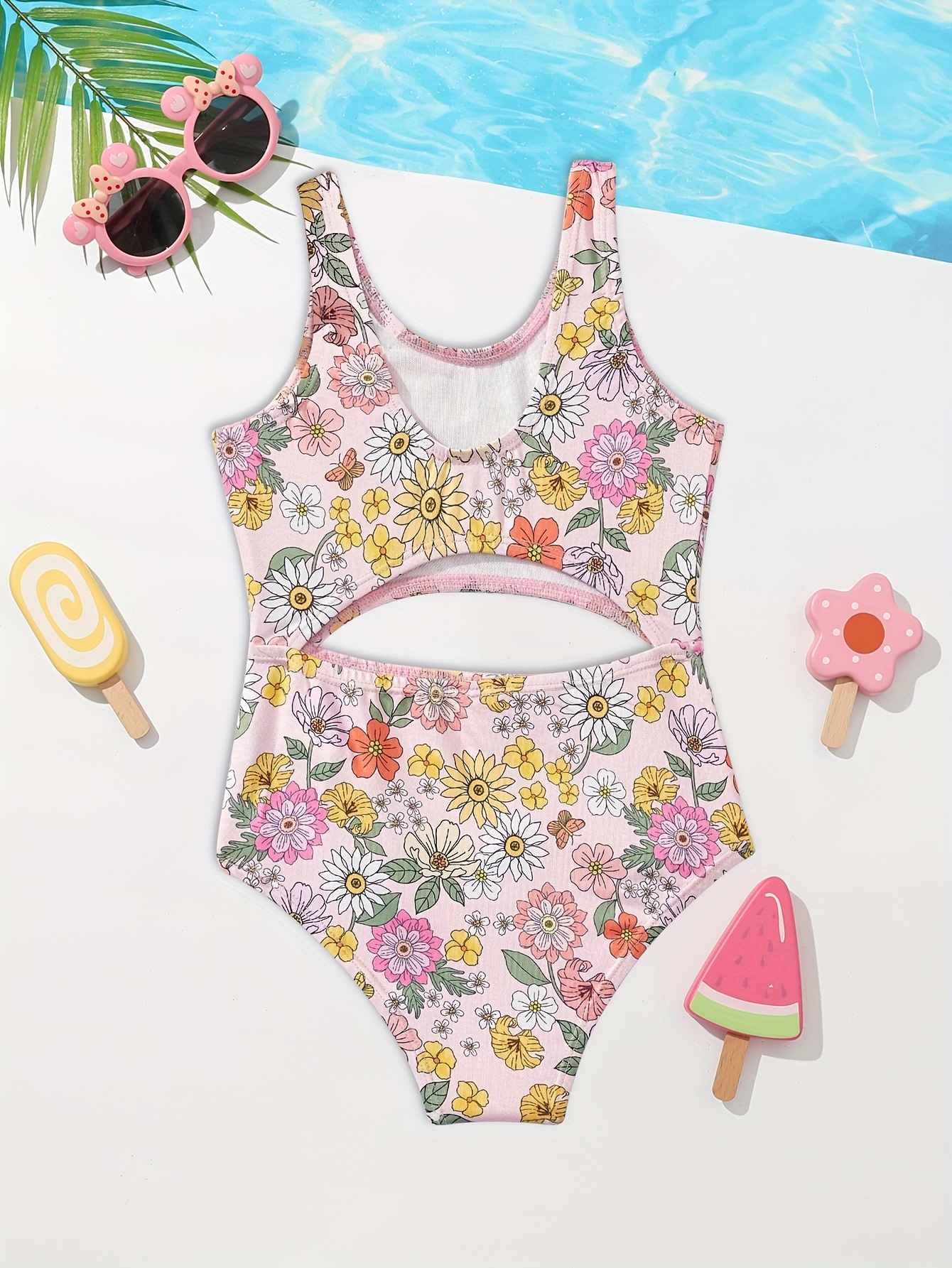 მოჭრილი ყვავილოვანი 1 ცალი გოგონას საცურაო კოსტიუმები - Temu Georgia