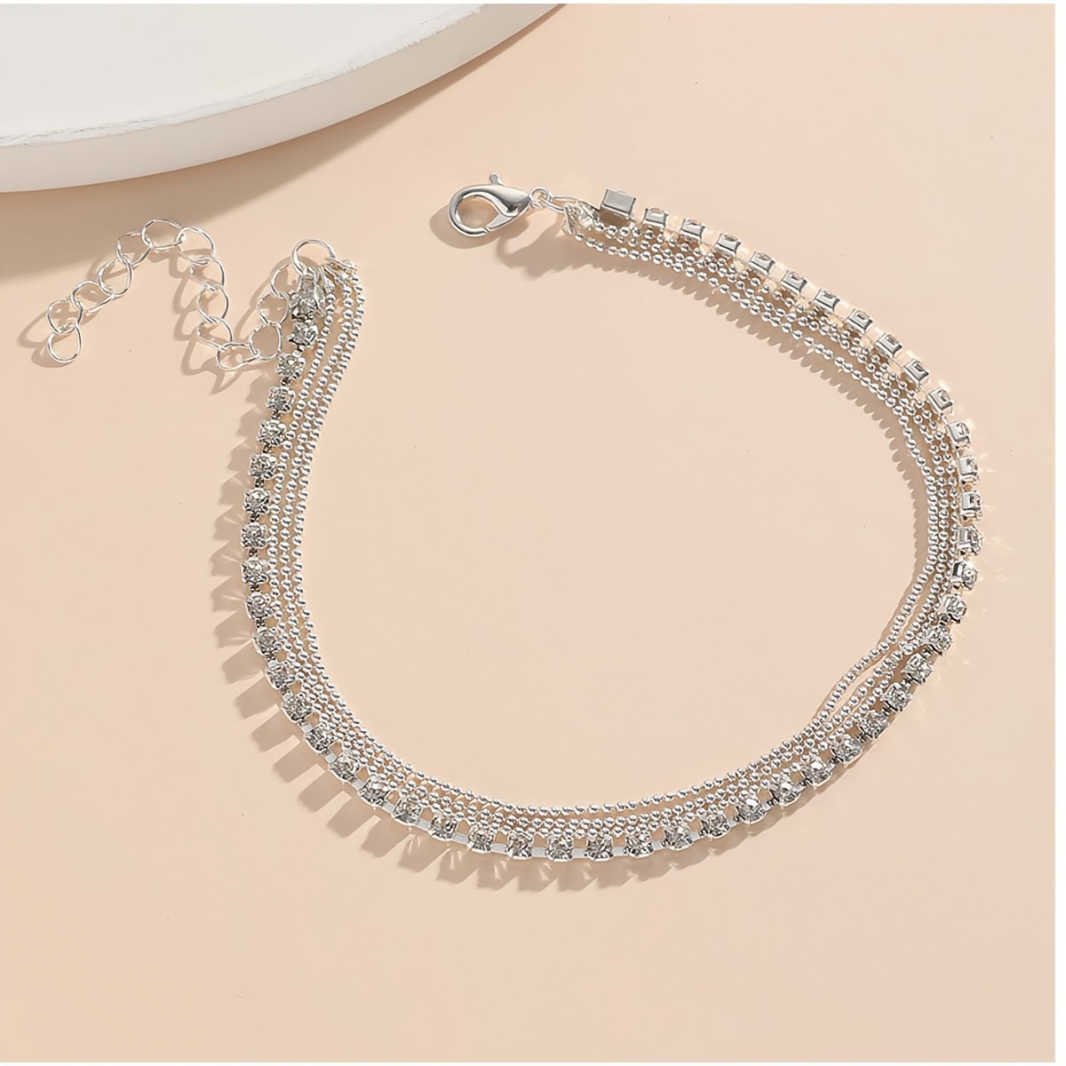 Womens New Simple Claw Rhinestone Chain Anklet Personality Temu