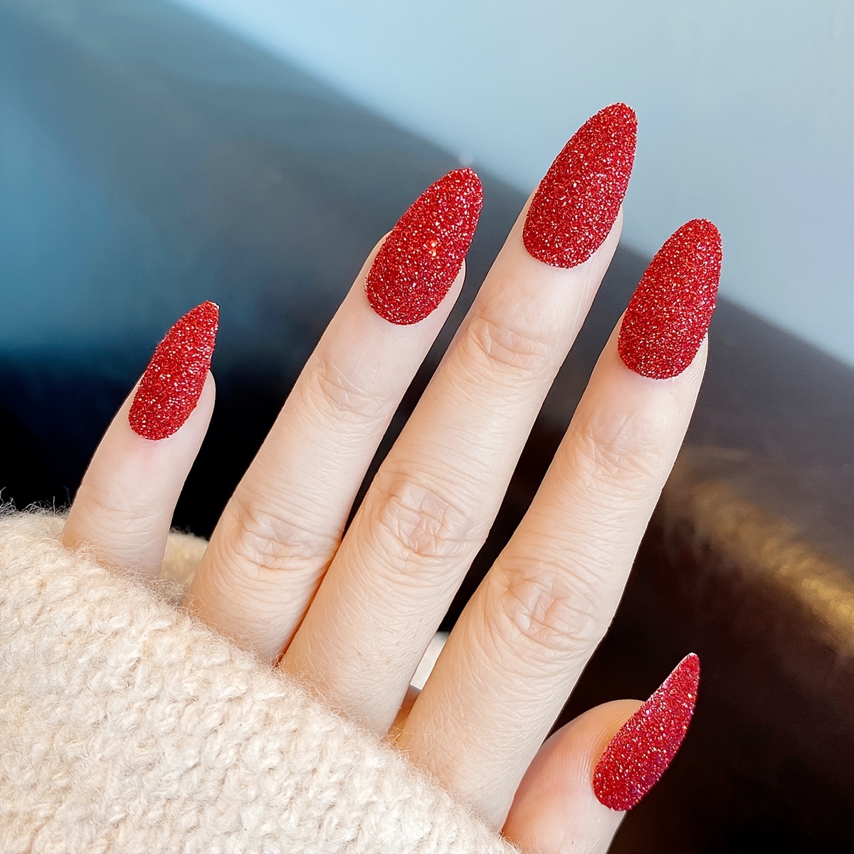 Glossy Red Onion Powder Press Nails Minimalist Style - Temu Australia