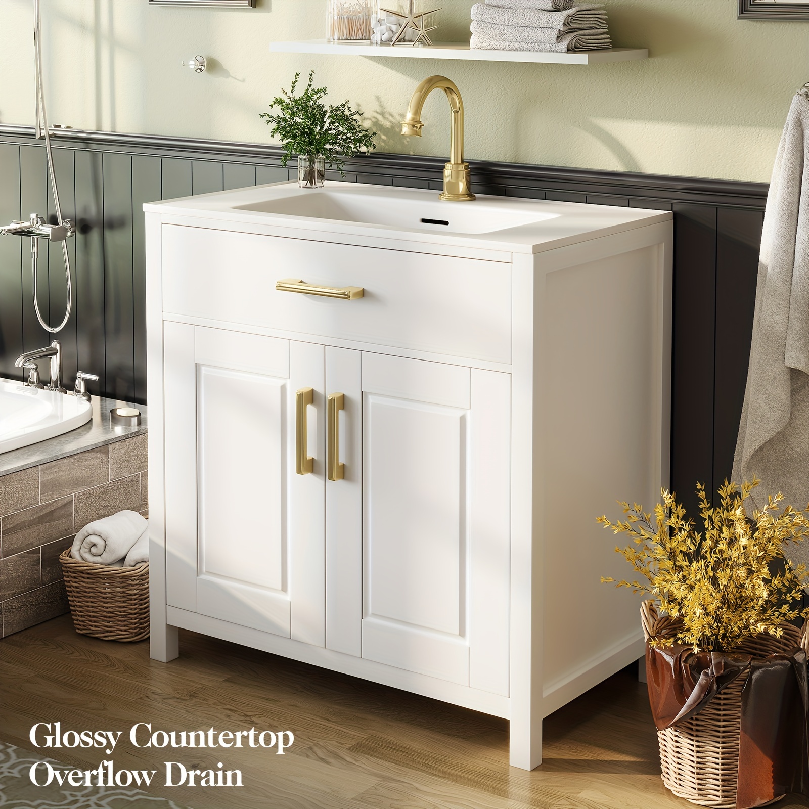 Freestanding Bathroom Vanity Sink Combo Contemporary Single - Temu