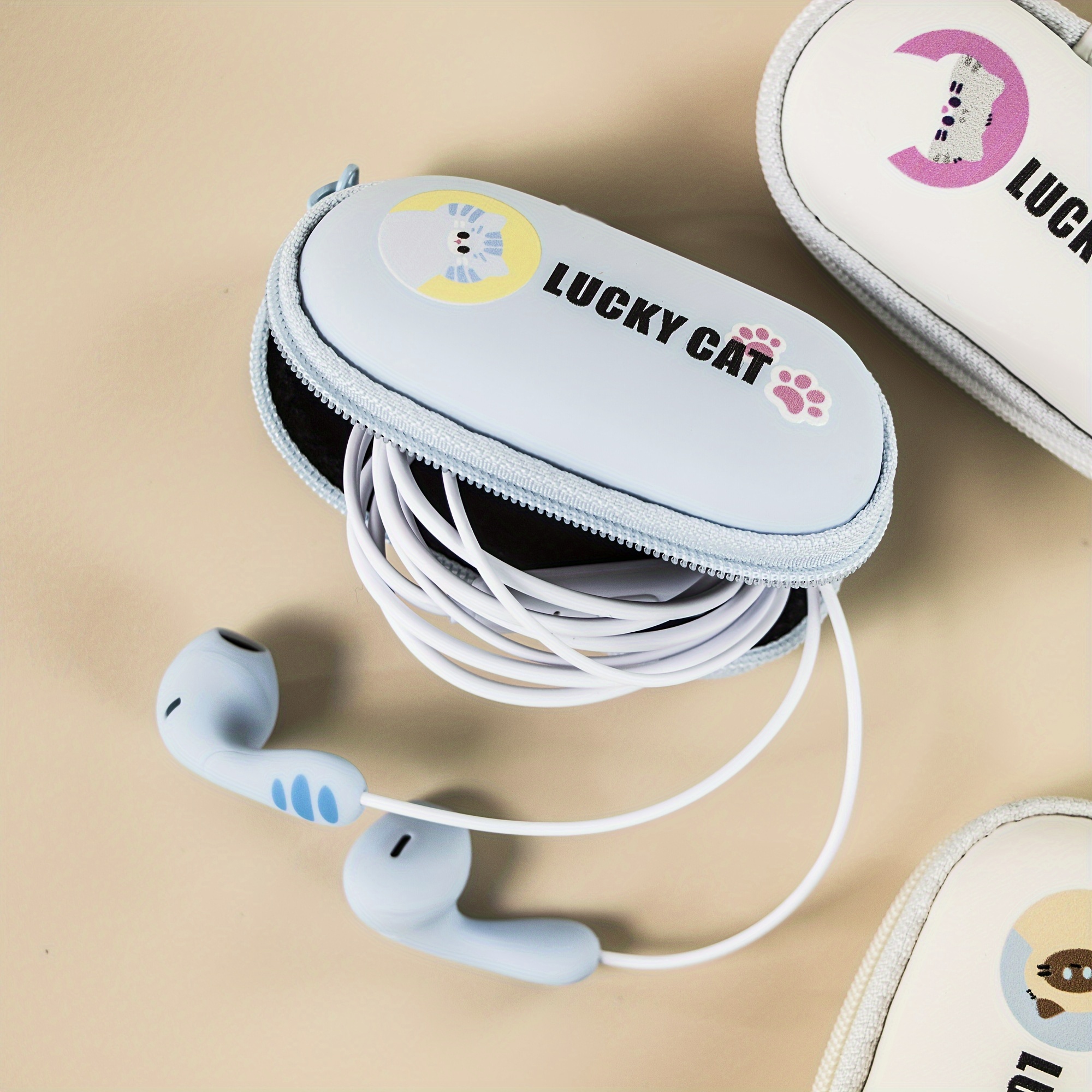 Type-c Wired Earbud Headphones With Cartoon Cat Paw Design, Protective ...
