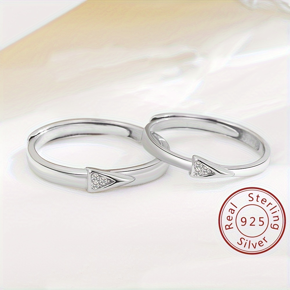 925 Sterling Silver Ring Triangle Design Open Ring - Temu Ireland