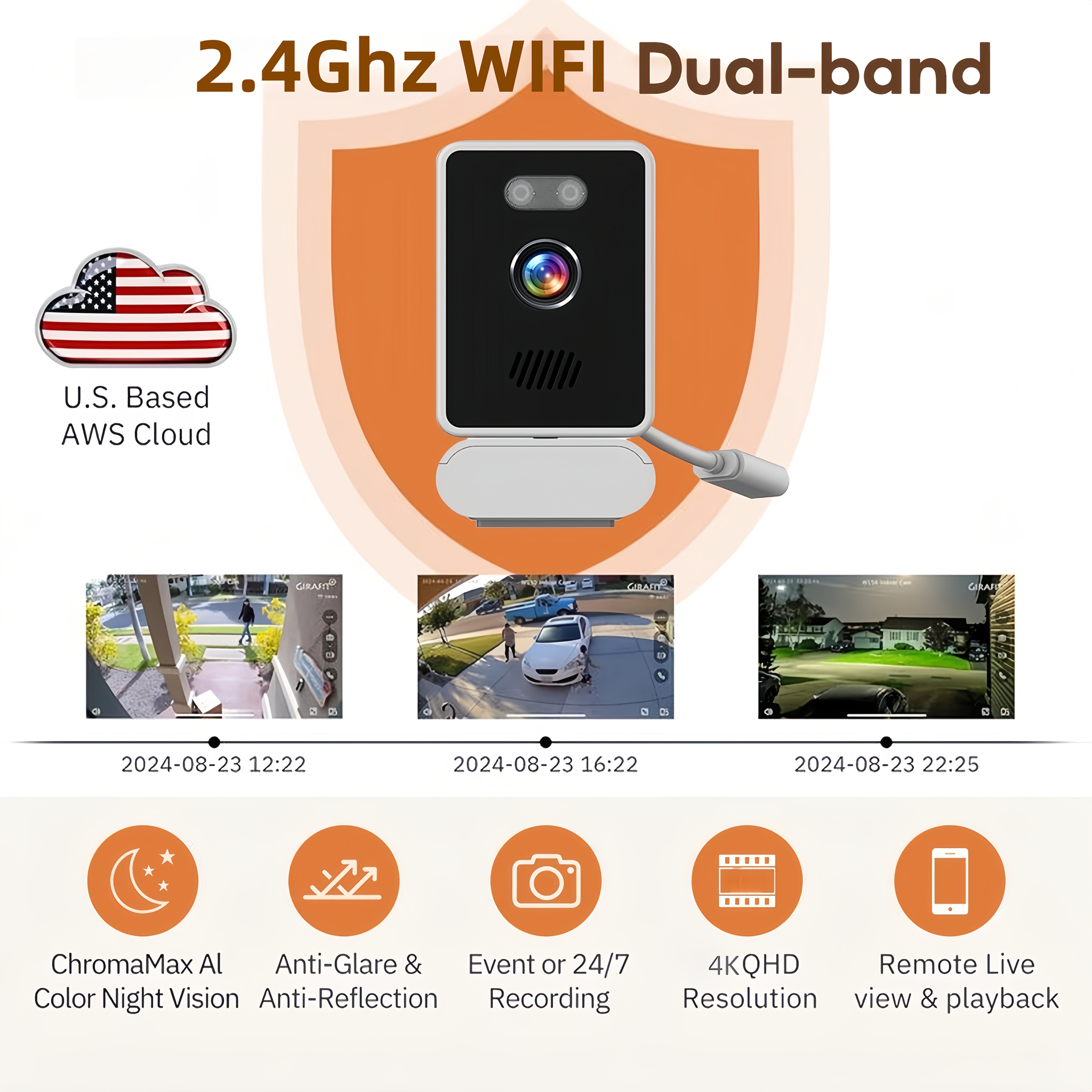 Indoor Surveillance Camera Girafit 3MP 2K Window 2-Pack - WiFi, ChroMax ...