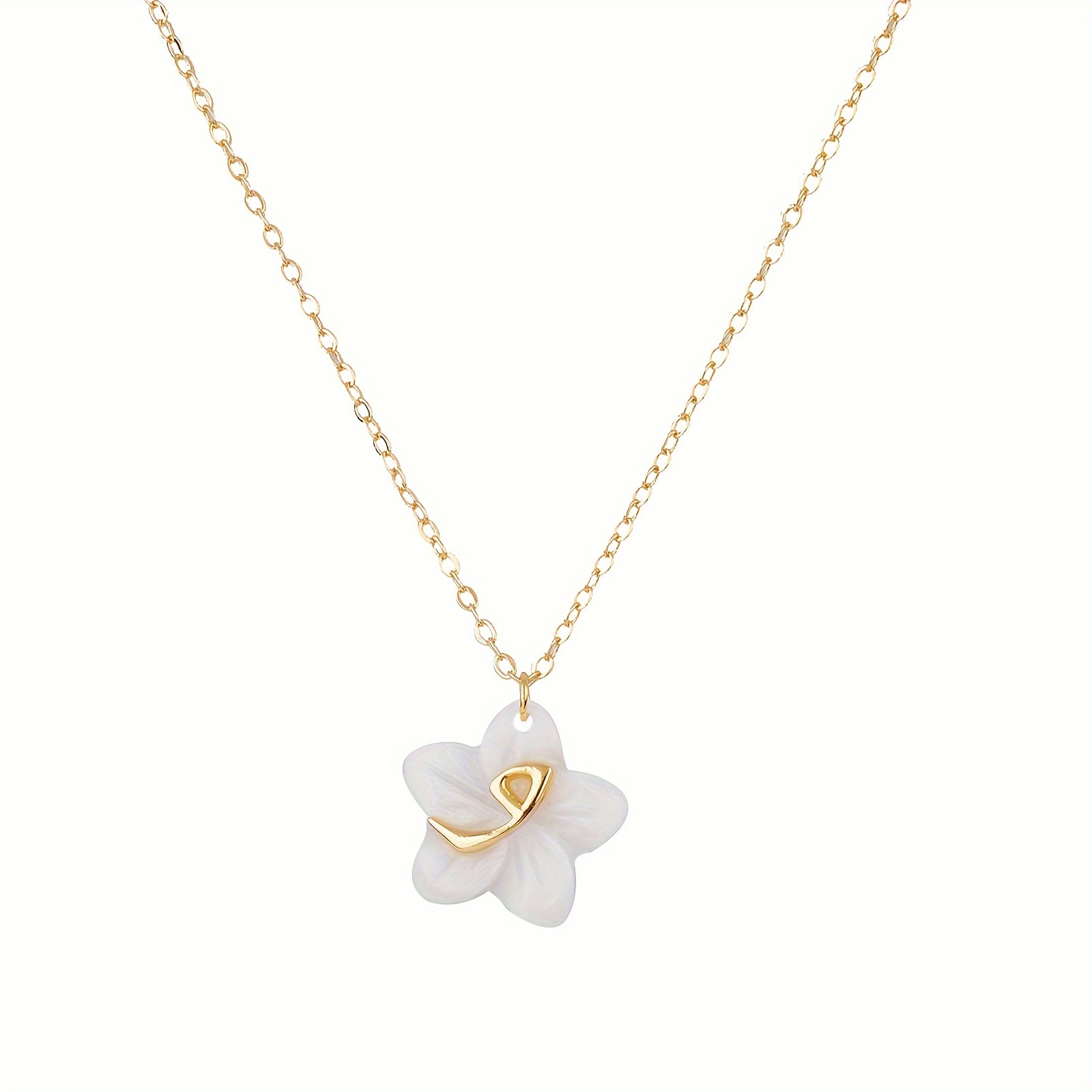Shell Flower Pendant Necklace Personalized Thin Chain - Temu United Kingdom