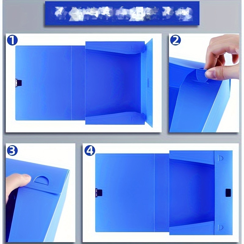 10-piece Blue A4 File Storage Boxes - Durable Thick Plastic Folding ...
