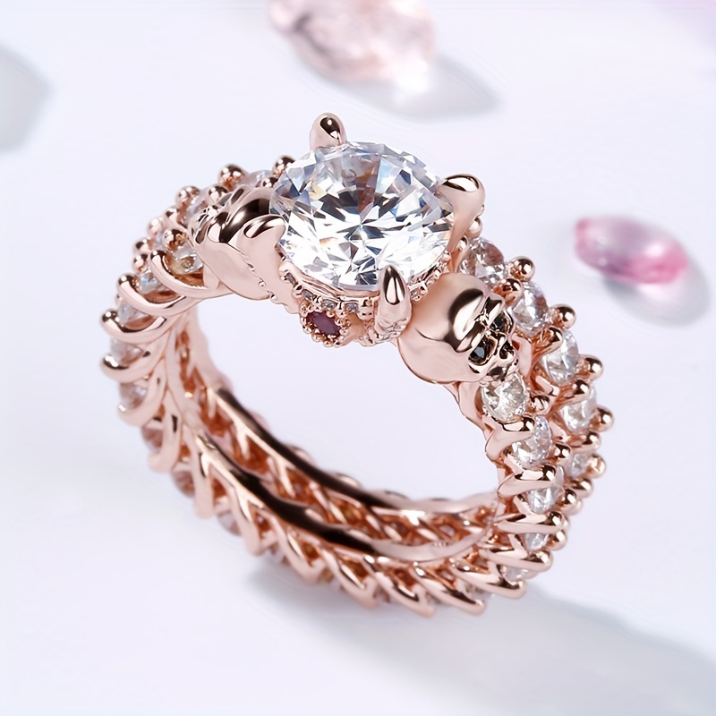 Luxurious Rose Golden Rings Fashion Wedding Ring Gift - Temu United Kingdom