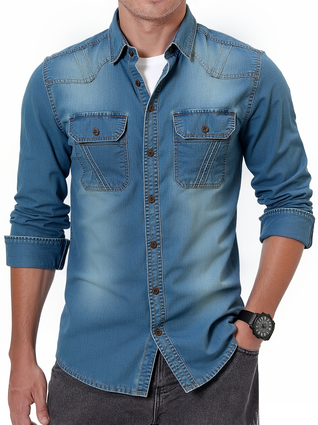 jean shirt men sold on Temu United States