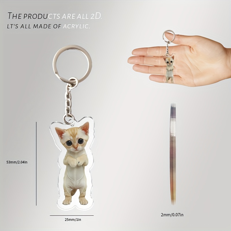 1pc 3pcs cat keychain for men acrylic cute animal key ring for men ...