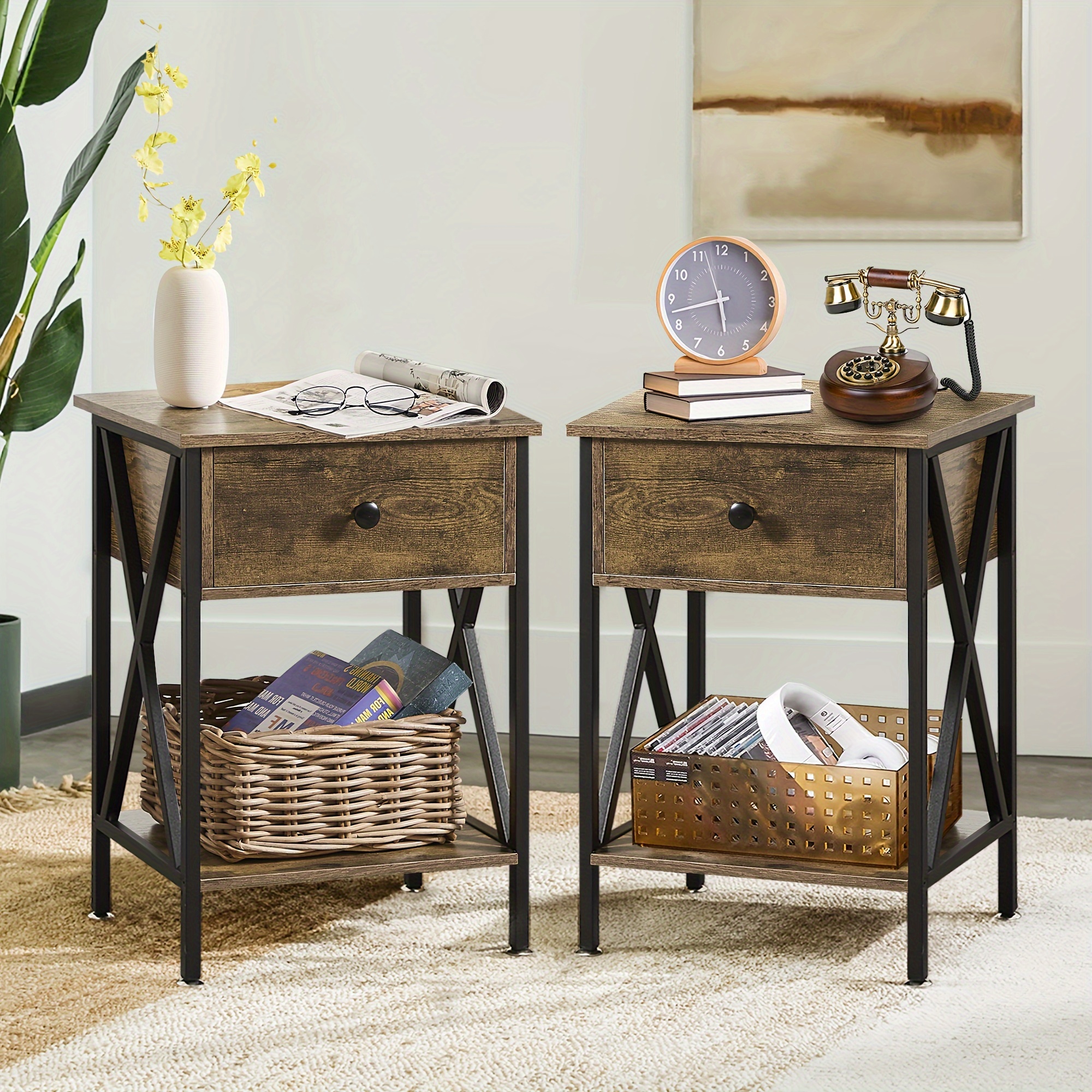 Rustic night stand set store