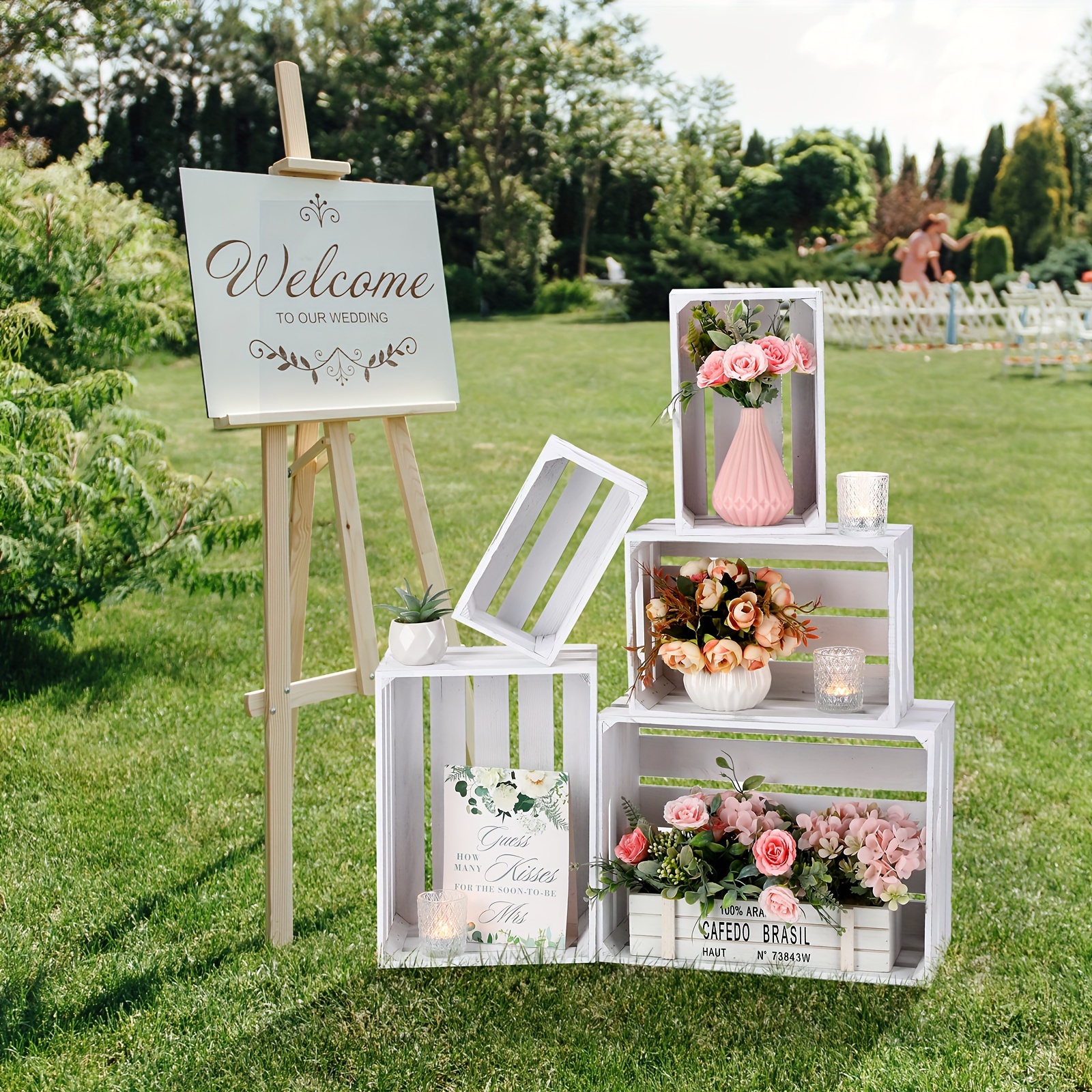 Decorative Nesting Wooden Crates Storage Display 5 Size - Temu