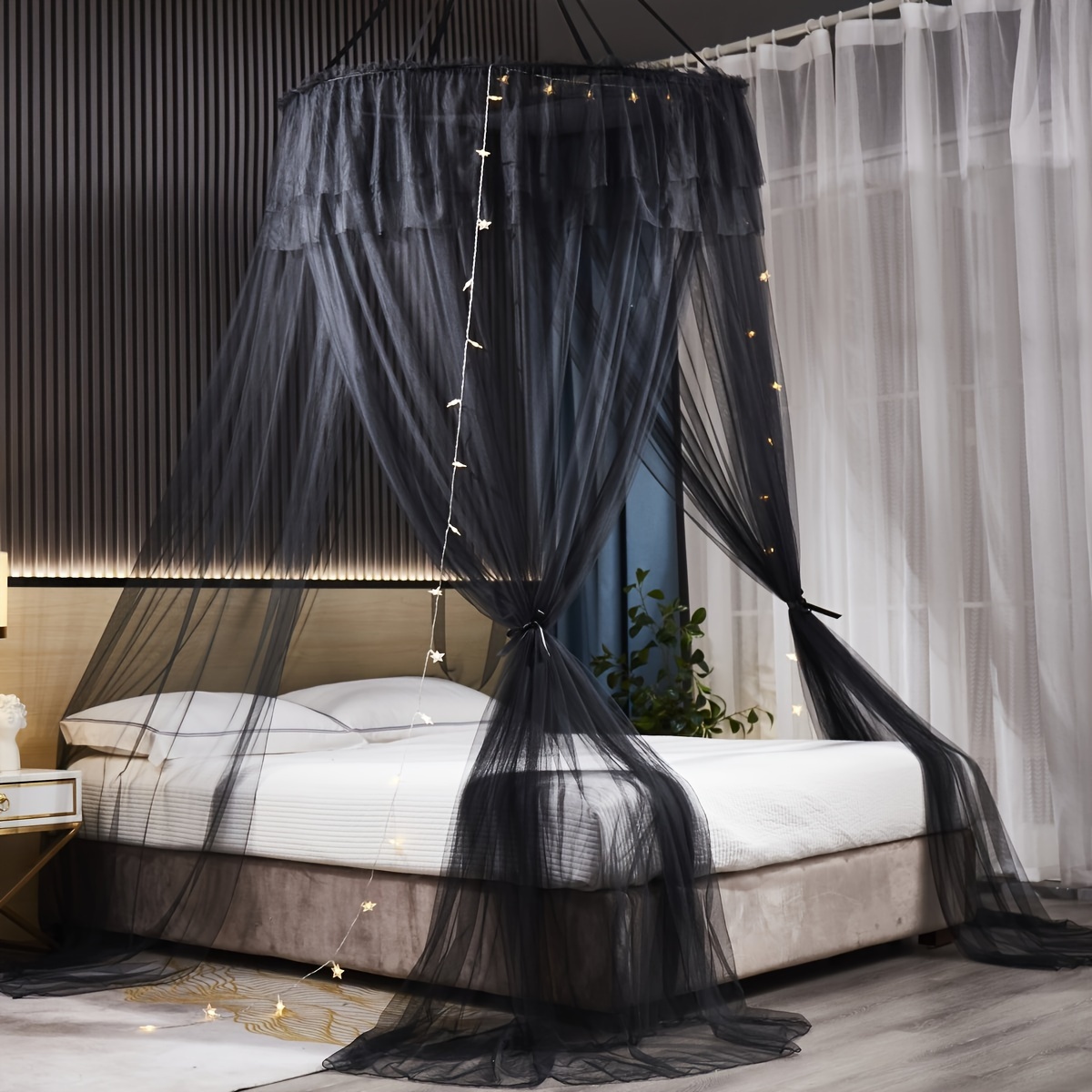 Black lace bed canopy store