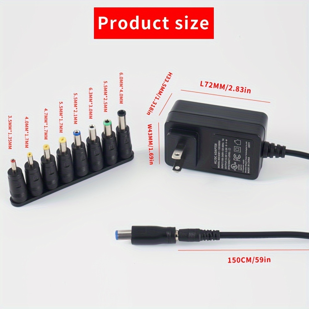 12v 3a Power Supply Adapter Us Plug 36w Ac - Temu