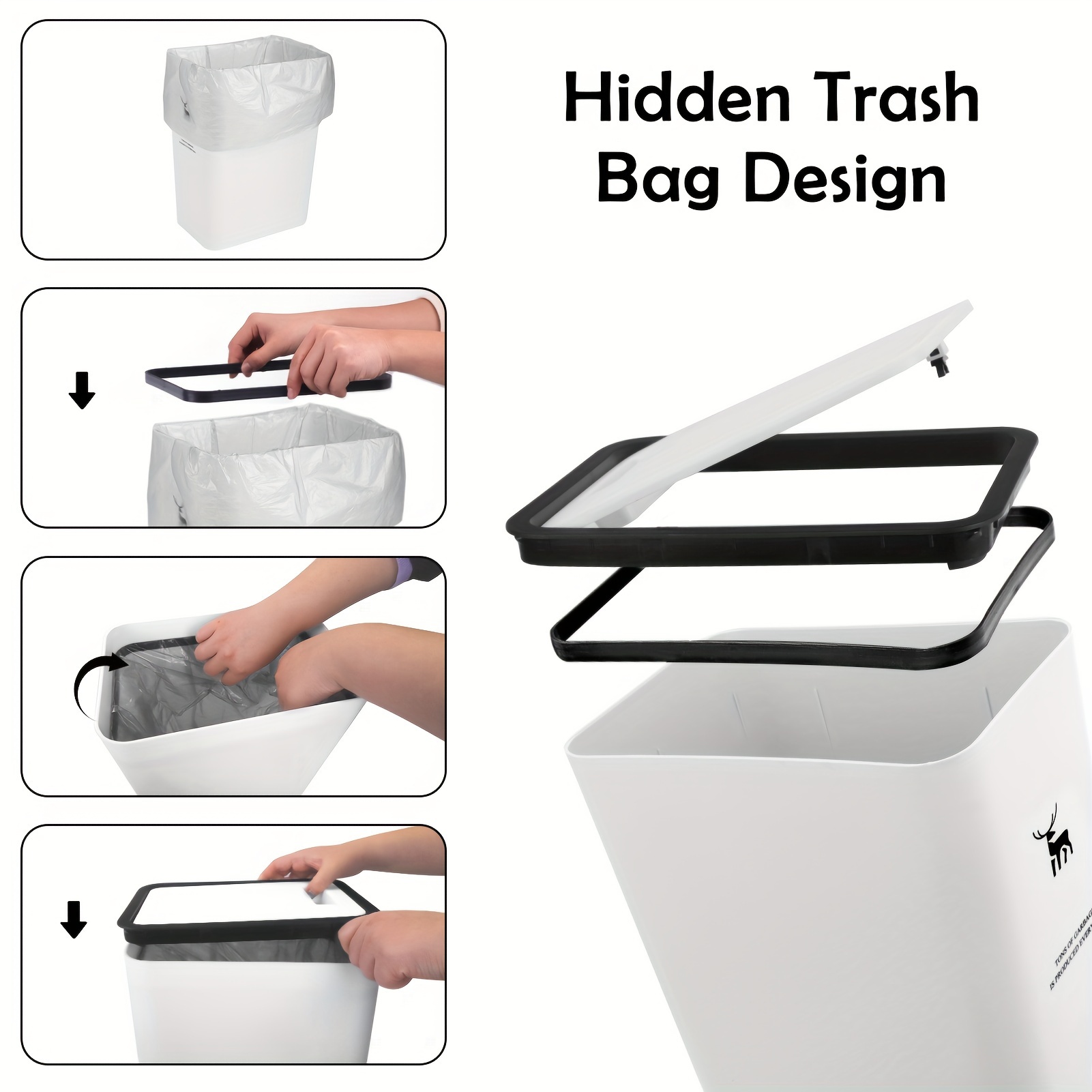 Trash Lid 4 Gallons/15 Garbage Press Top Small Trash - Temu