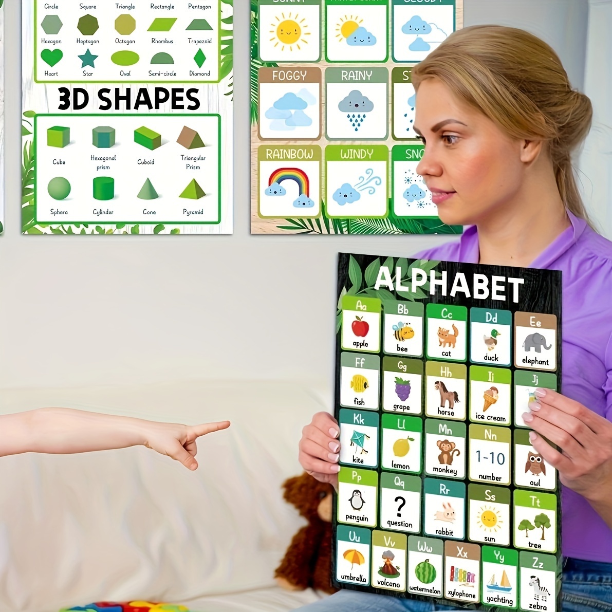 Early Education Flip Chart Poster Set Green Leaf Edition - Temu