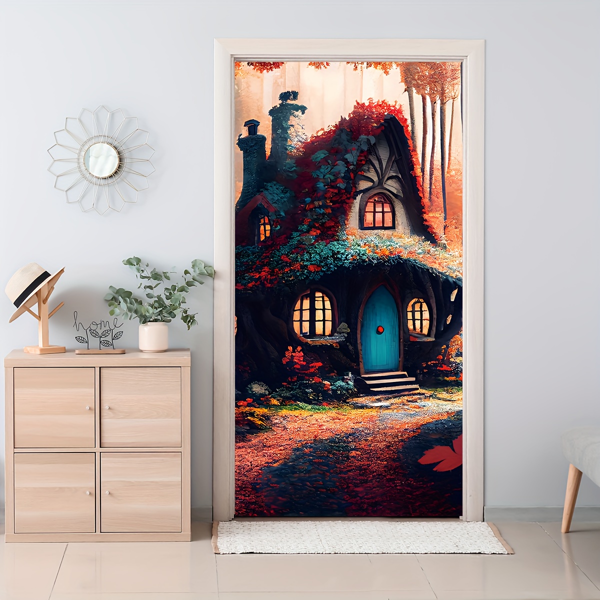 Fabric Small House Door Cover Banner Murals Door Decals - Temu