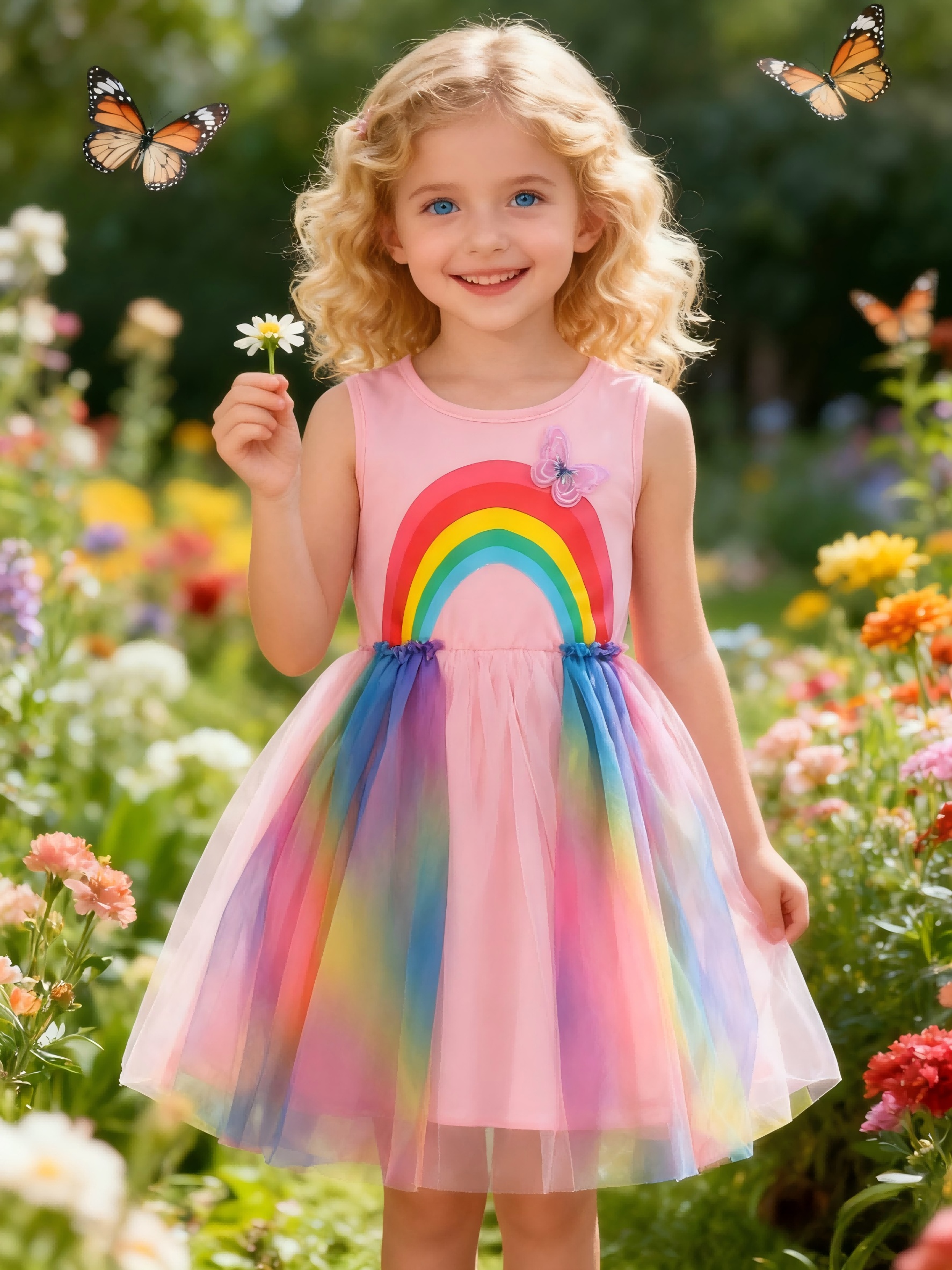girls rainbow dress sold on Temu United States