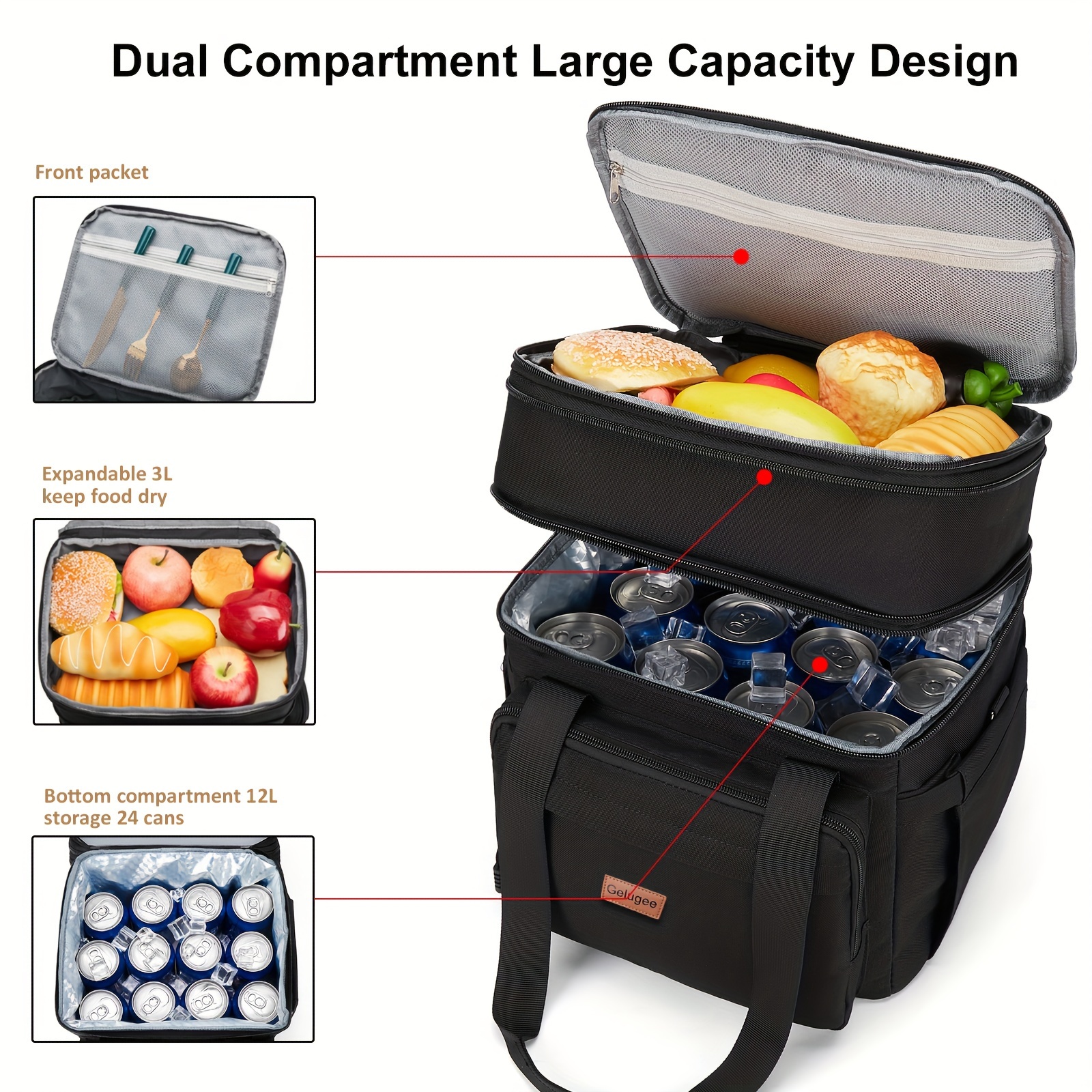 insulated double layer lunch bag men women leakproof Temu United Kingdom
