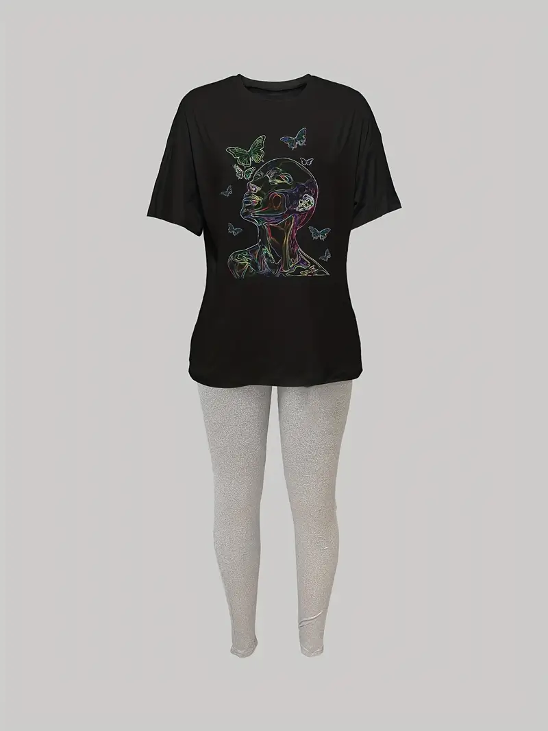 Two Piece Set Short Sleeves T Shirt Leggings Temu United