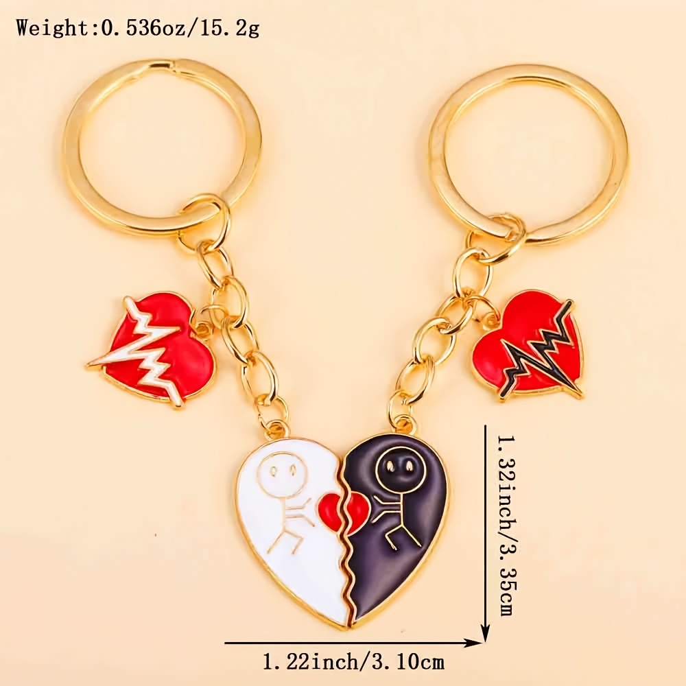 Cute Funny Stickman Keychain Creative Matching Heart Key - Temu Australia