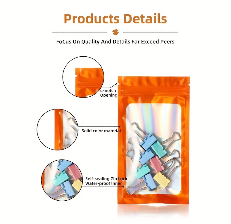 Laser Color Frame Orange Holographic Clear Window - Temu Canada