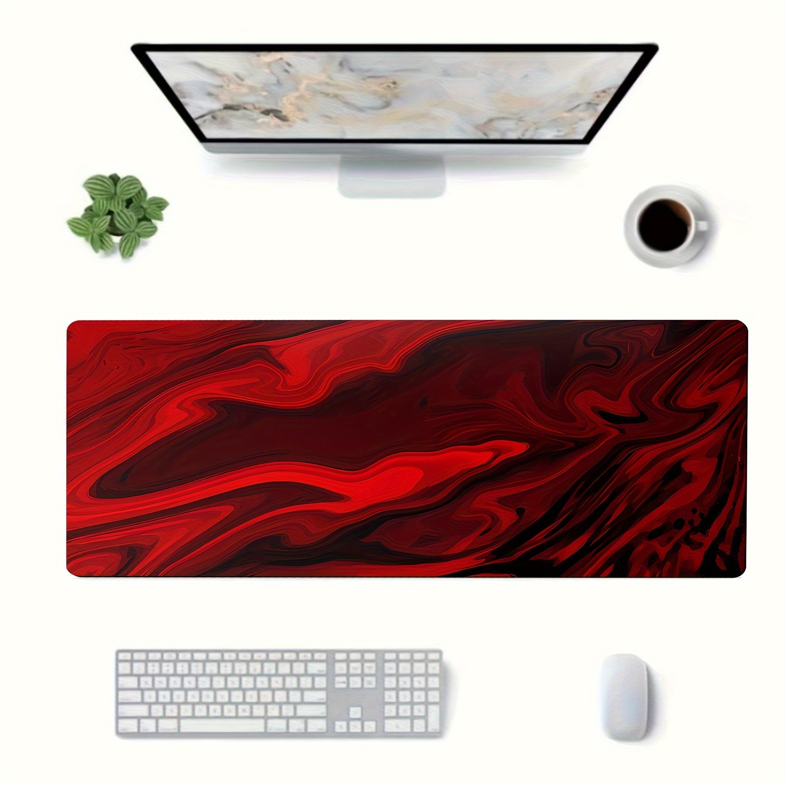 Red Mousepad Marble Extended Large Gaming Mouse Pad - Temu