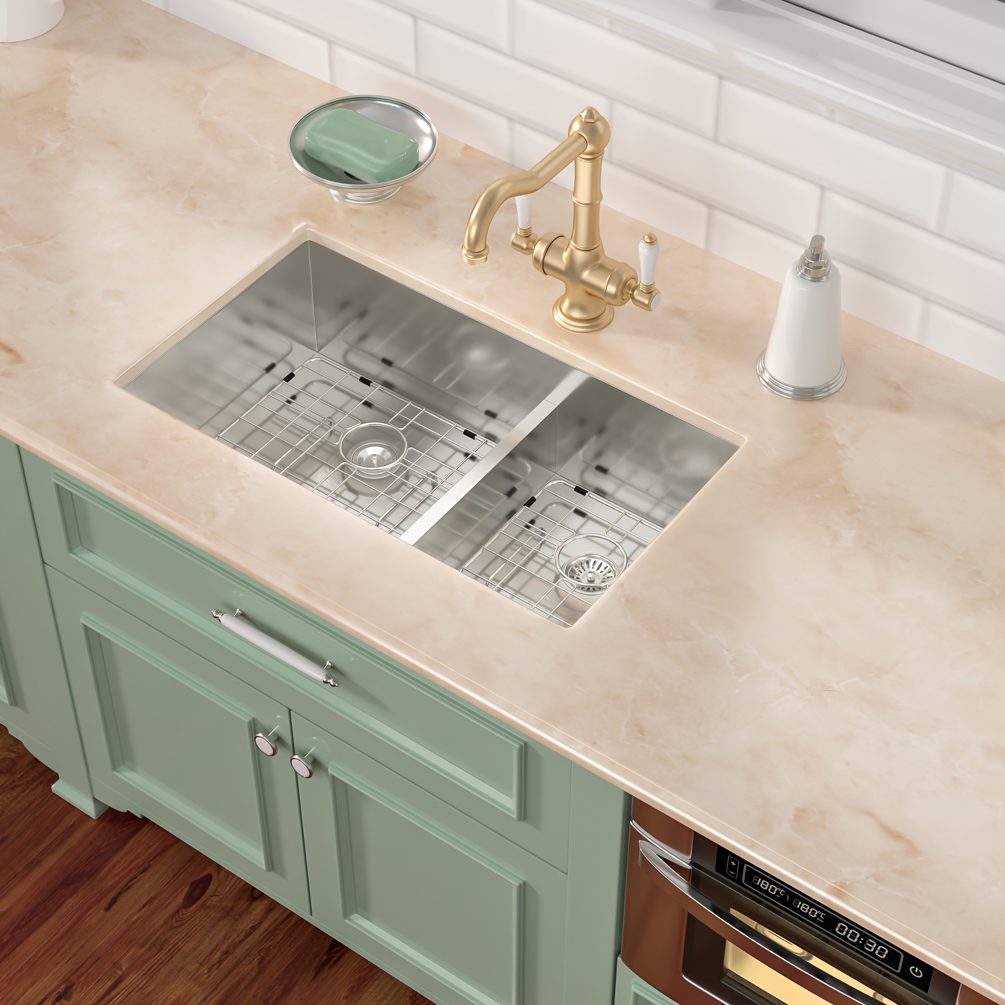 Undermount / Double Bowl Kitchen Sink 16 Gauge T 304 - Temu