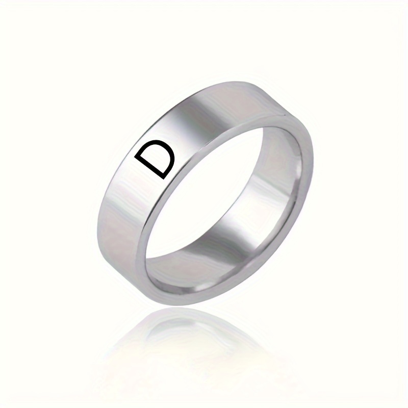 Fashion Letter Pattern Ring Stainless Steel 26 Letters Ring - Temu ...