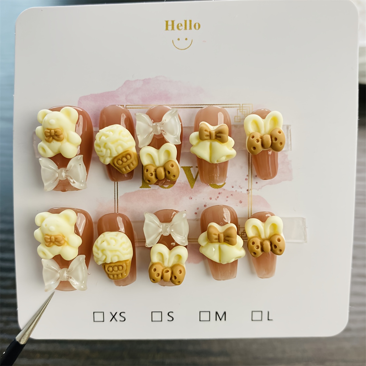 10 Styk Håndlavet Tryk På Neglesæt Søde Sexede Spejlglans - Temu Denmark