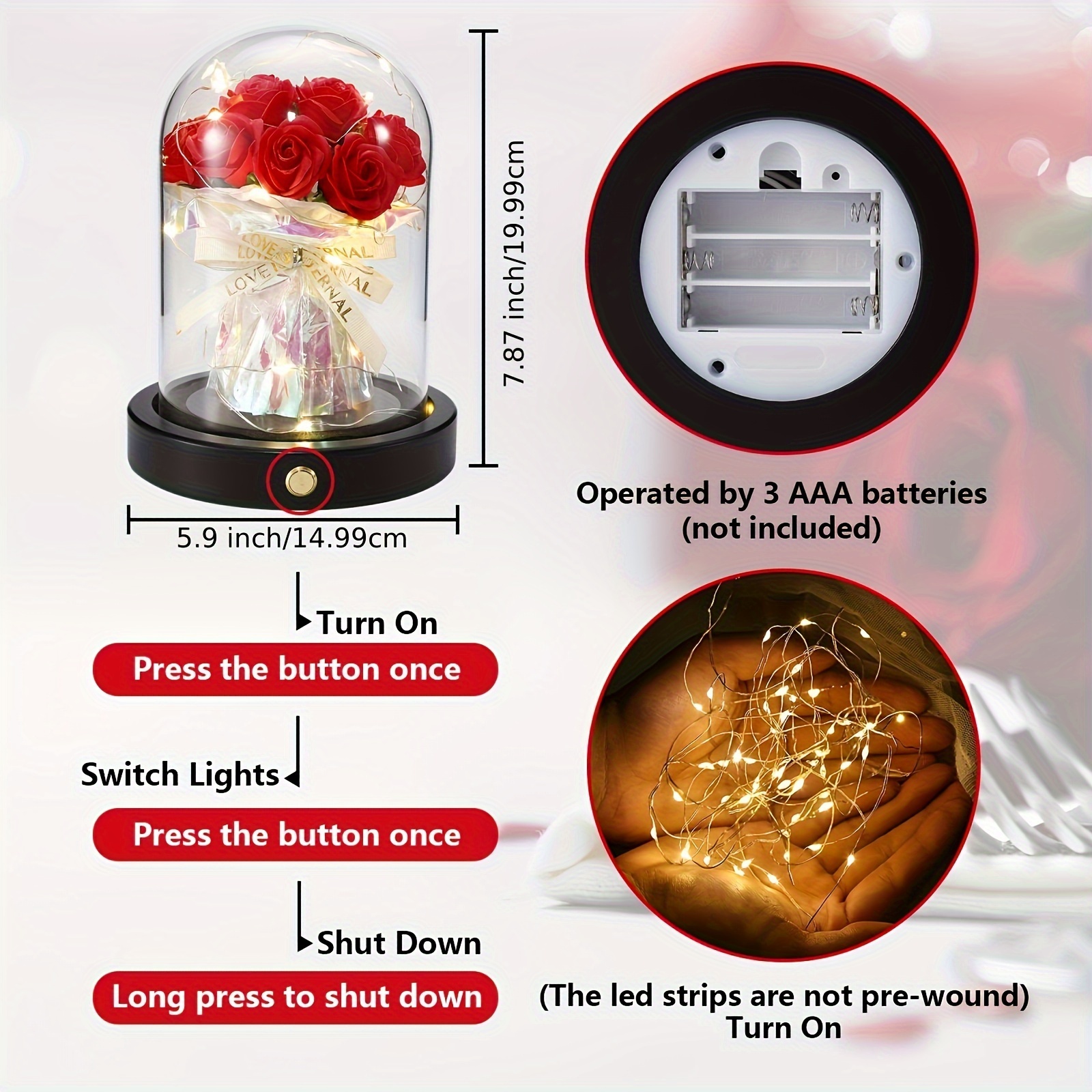 1pc Valentines Day Rose Flowers Gifts For Wife Mom Girlfriend, Forever ...