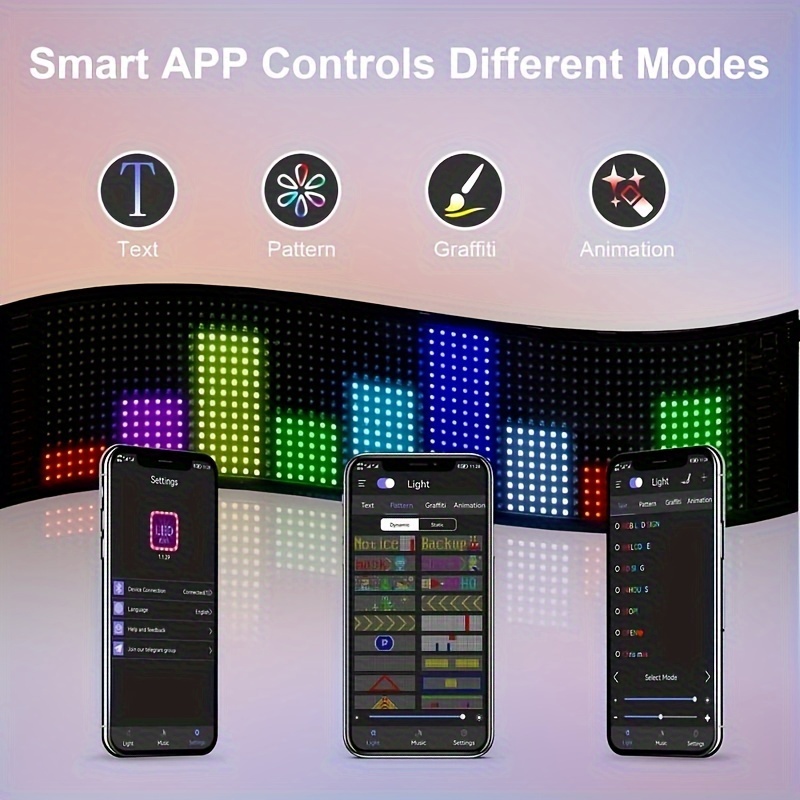 Led Screen Light Programmable Flexible Led Matrix Panel - Temu