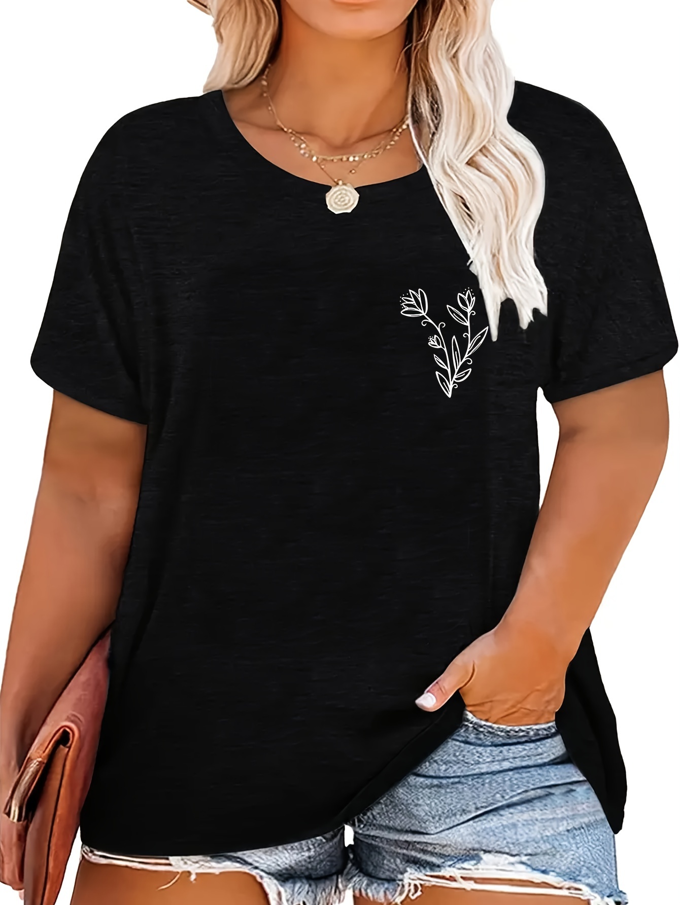 Graphic Print T shirt Plus Size Short Sleeve Crew Neck - Temu Canada