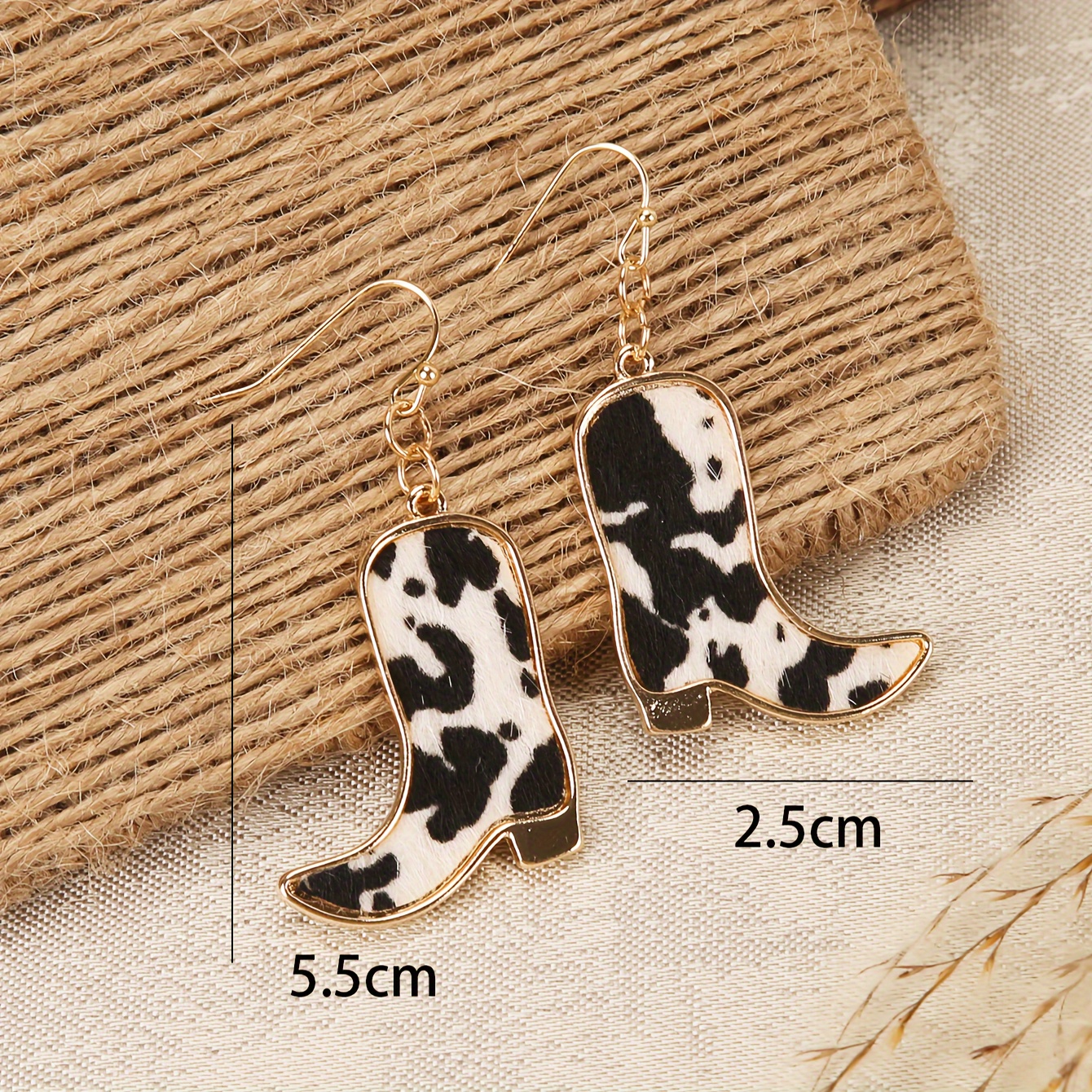 Flocking Cow Pattern Western Cowgirl Boots Design Dangle - Temu Australia