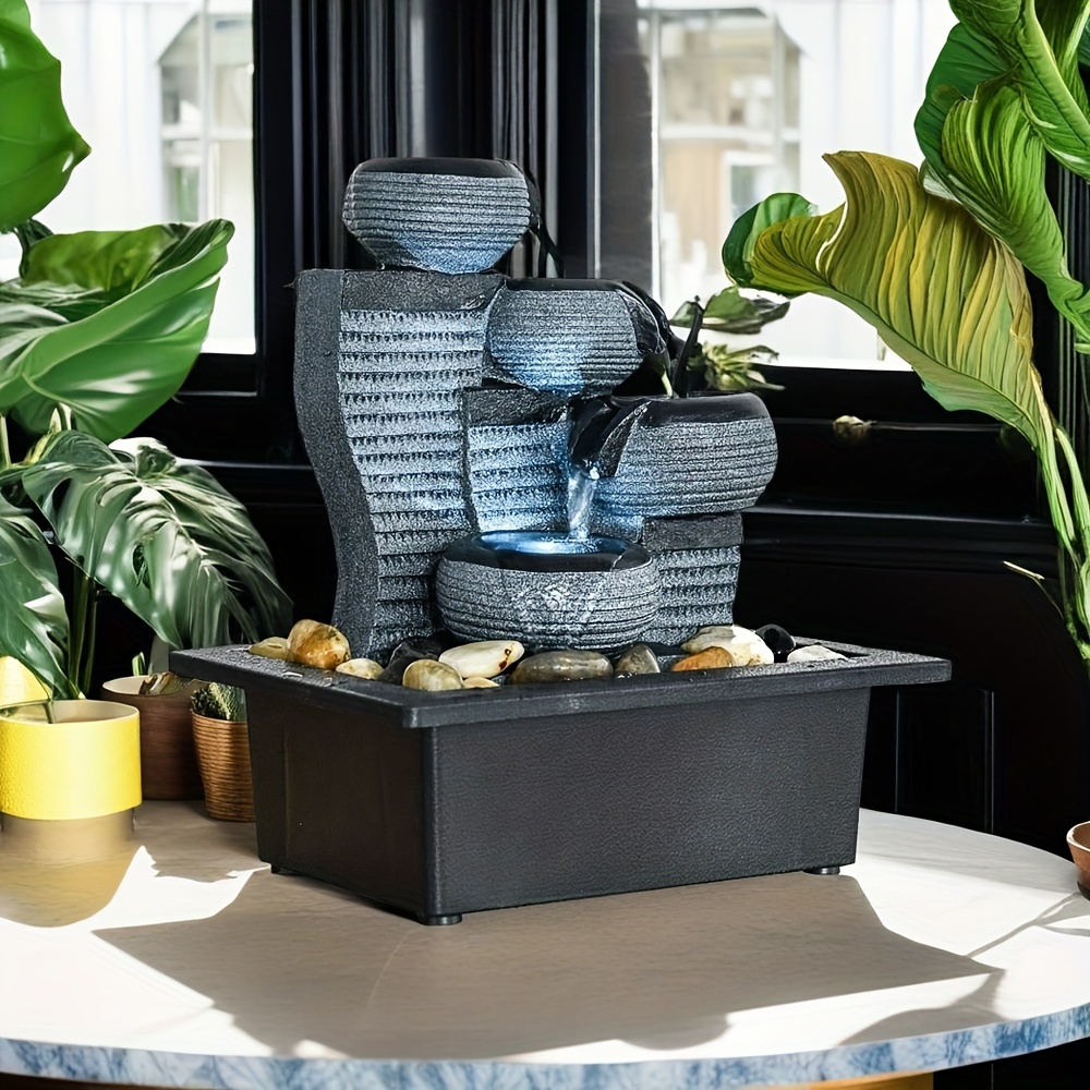 10.2" Illuminated Portable Desktop Waterfall Fountain - Temu